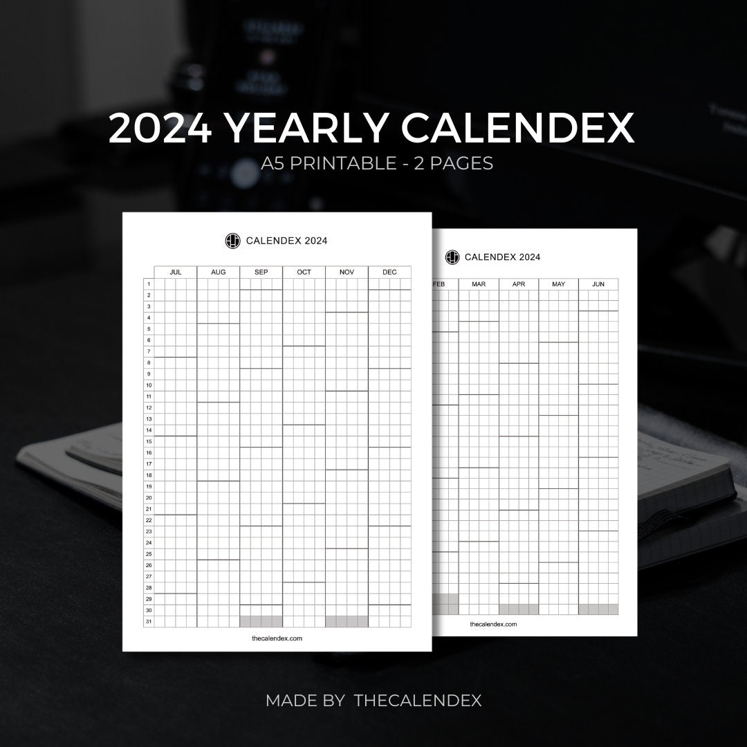 2024 Calendex // Printable Calendex 2024 // Bullet Journal Calendex ...
