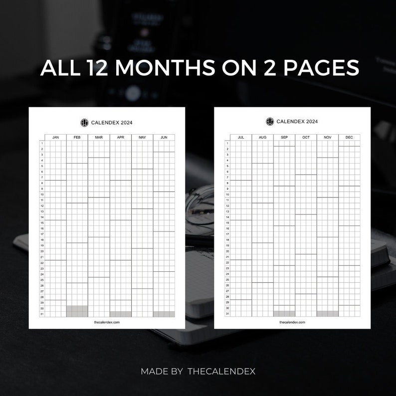 2024 Calendex // Printable Calendex 2024 // Bullet Journal Calendex ...