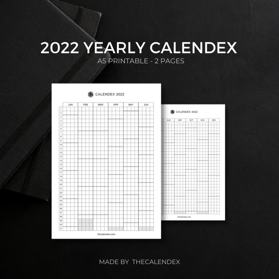 2022 Calendex // Printable Calendex 2022 // Bullet Journal Calendex ...