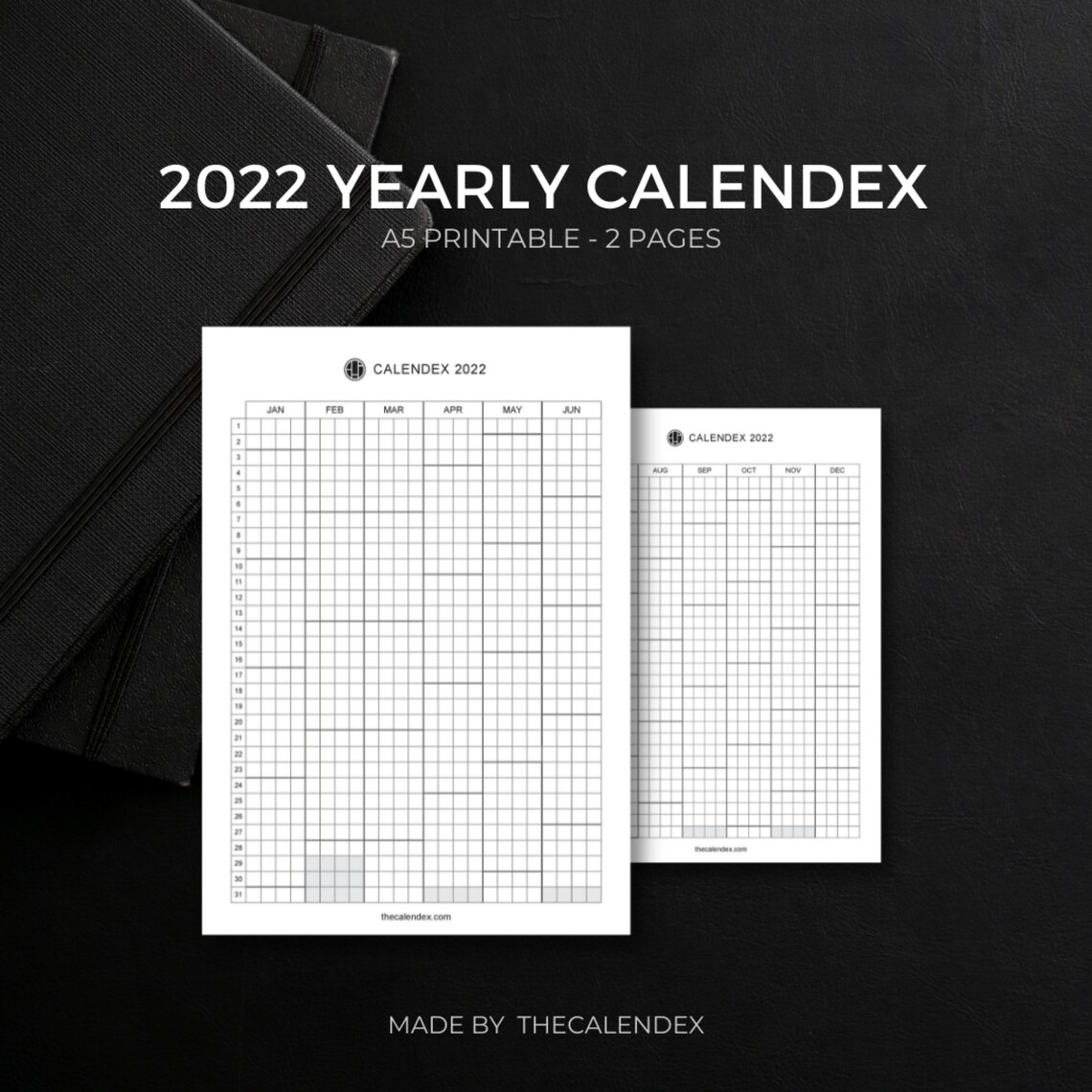2022 Calendex // Printable Calendex 2022 // Bullet Journal - Etsy UK