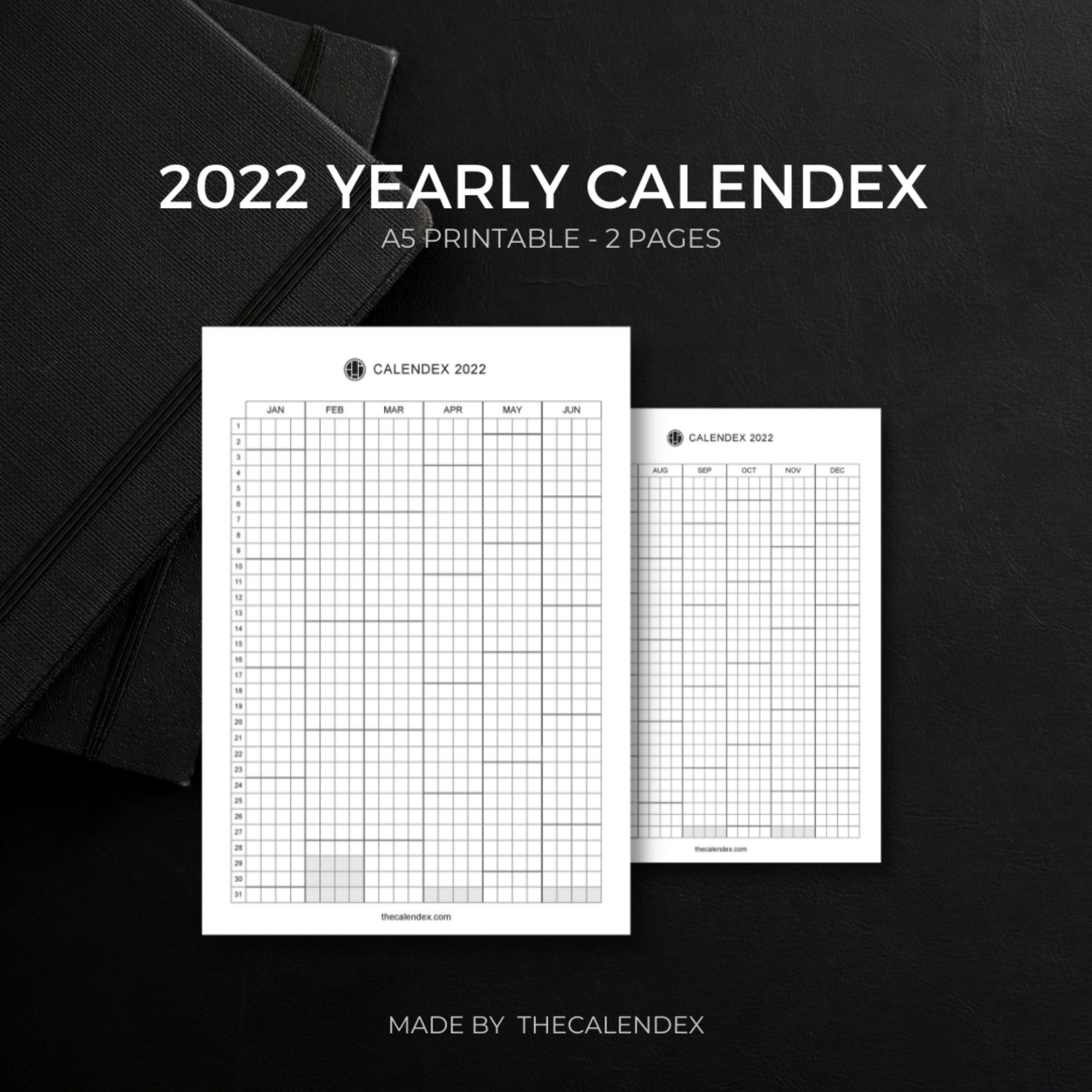 2022 Calendex // Printable Calendex 2022 // Bullet Journal Calendex ...