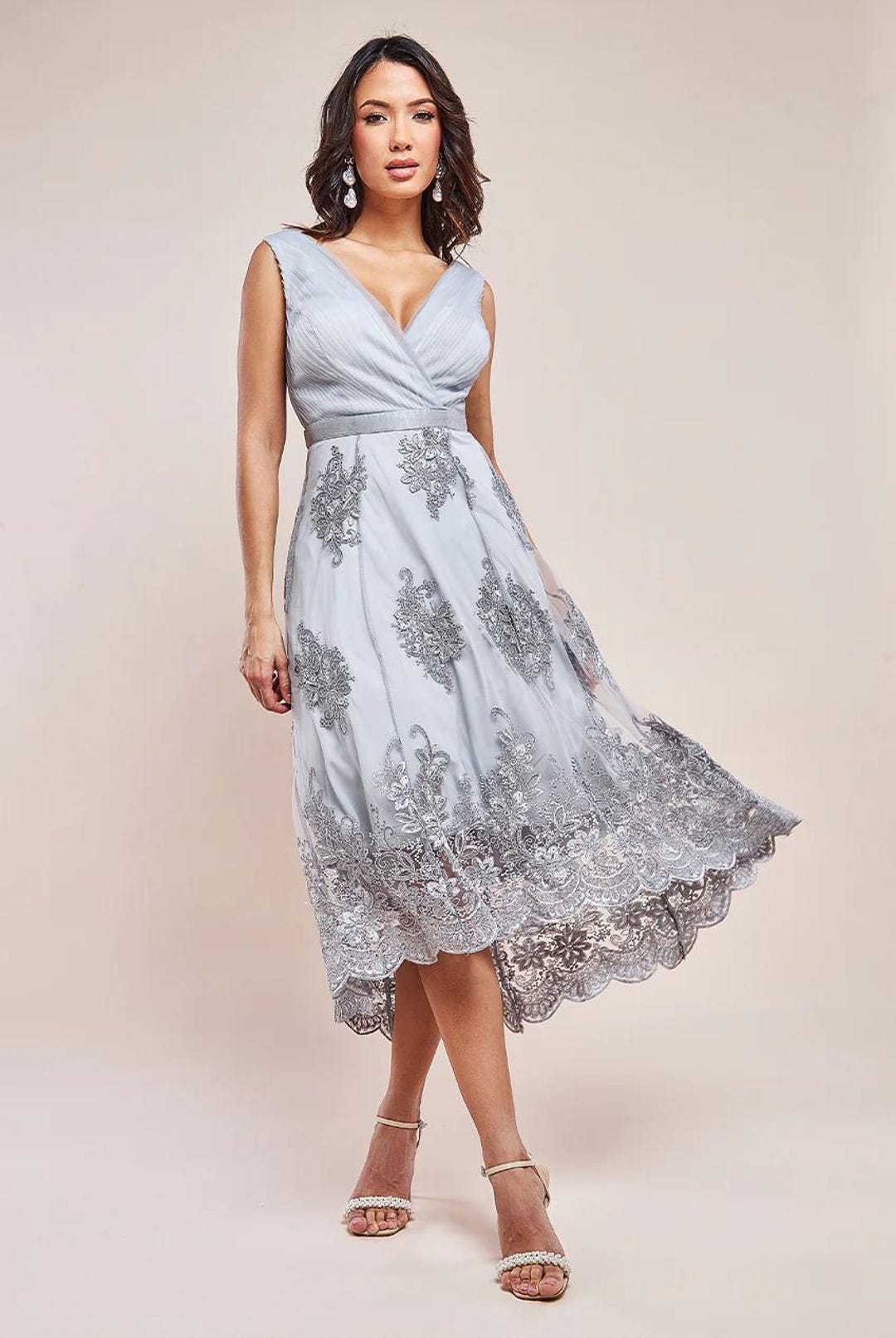 Hi Low Dress grey Mother of Bride/groom, Wedding Guest, Cocktail, Ball ...