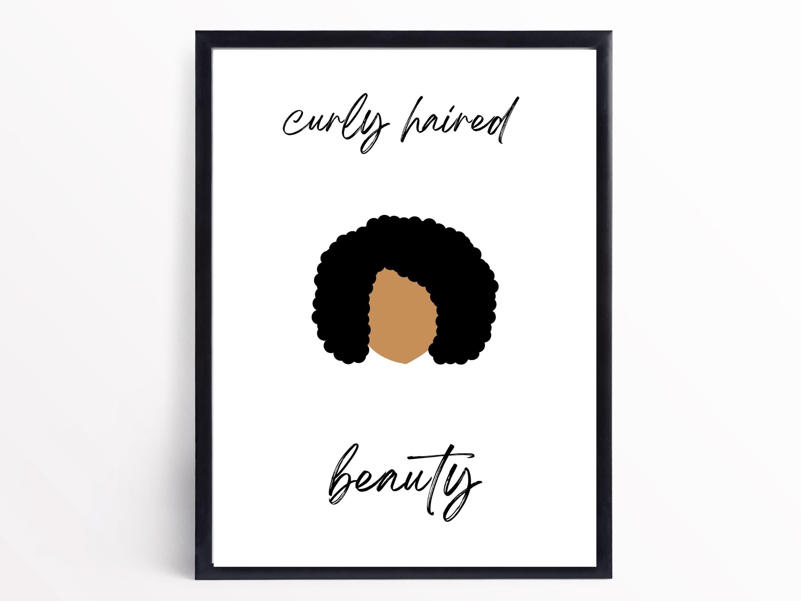Curly Haired Girl Poster| Curly Hair, Brown Skin, Beauty Poster, Curly ...