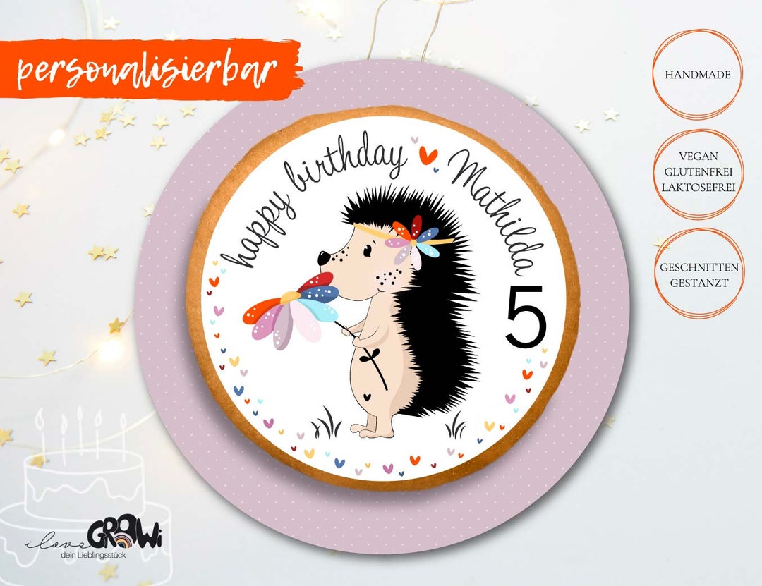 Cake Topper Birthday Hedgehog Personalized Fondant Sugar Image - Etsy
