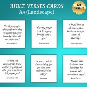 Buy 60 Printable Scripture Cards | Bible Verse Memory Cards | Instant ...