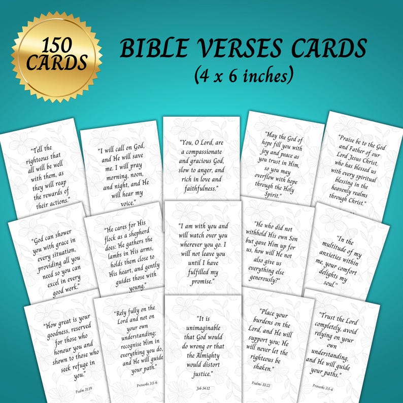 150 Printable Scripture Cards Bible Verse Memory Cards PDF Instant ...