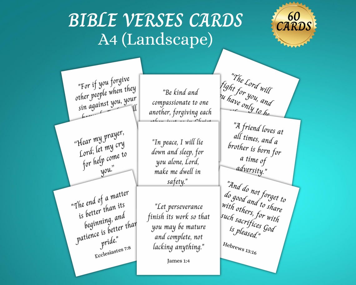 Buy 60 Printable Scripture Cards | Bible Verse Memory Cards | Instant ...