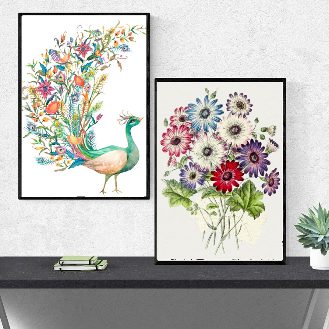 Buy Flower Painting, Watercolor Flower Painting, Set of 3, PNG, JPG ...