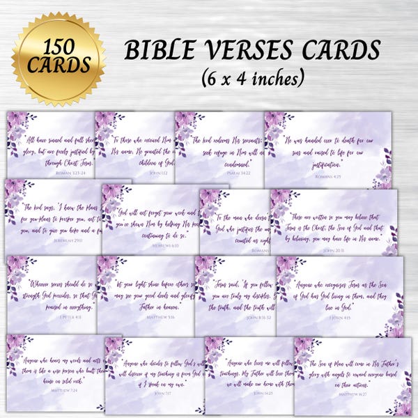 150 Printable Scripture Cards Bible Verse Memory Cards PDF Instant ...