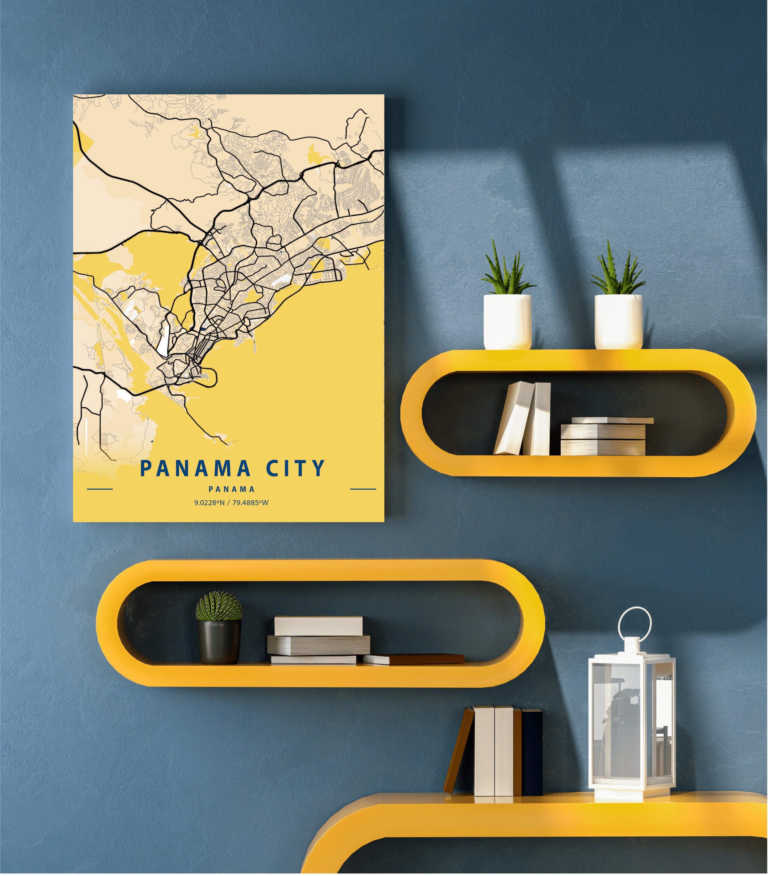Panama City Map, Panama Map Wall Art, Panama City Art, Panama Map ...