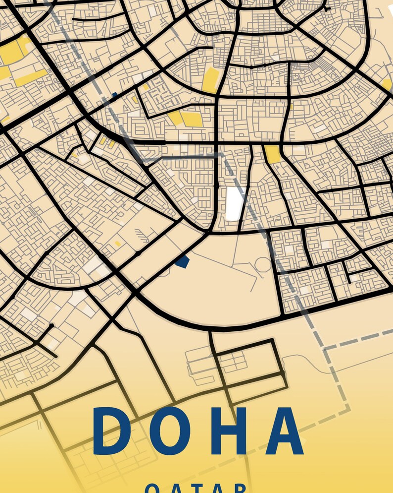 Doha Map Art Qatar City Poster Art Map of Doha Qatar Map - Etsy Canada