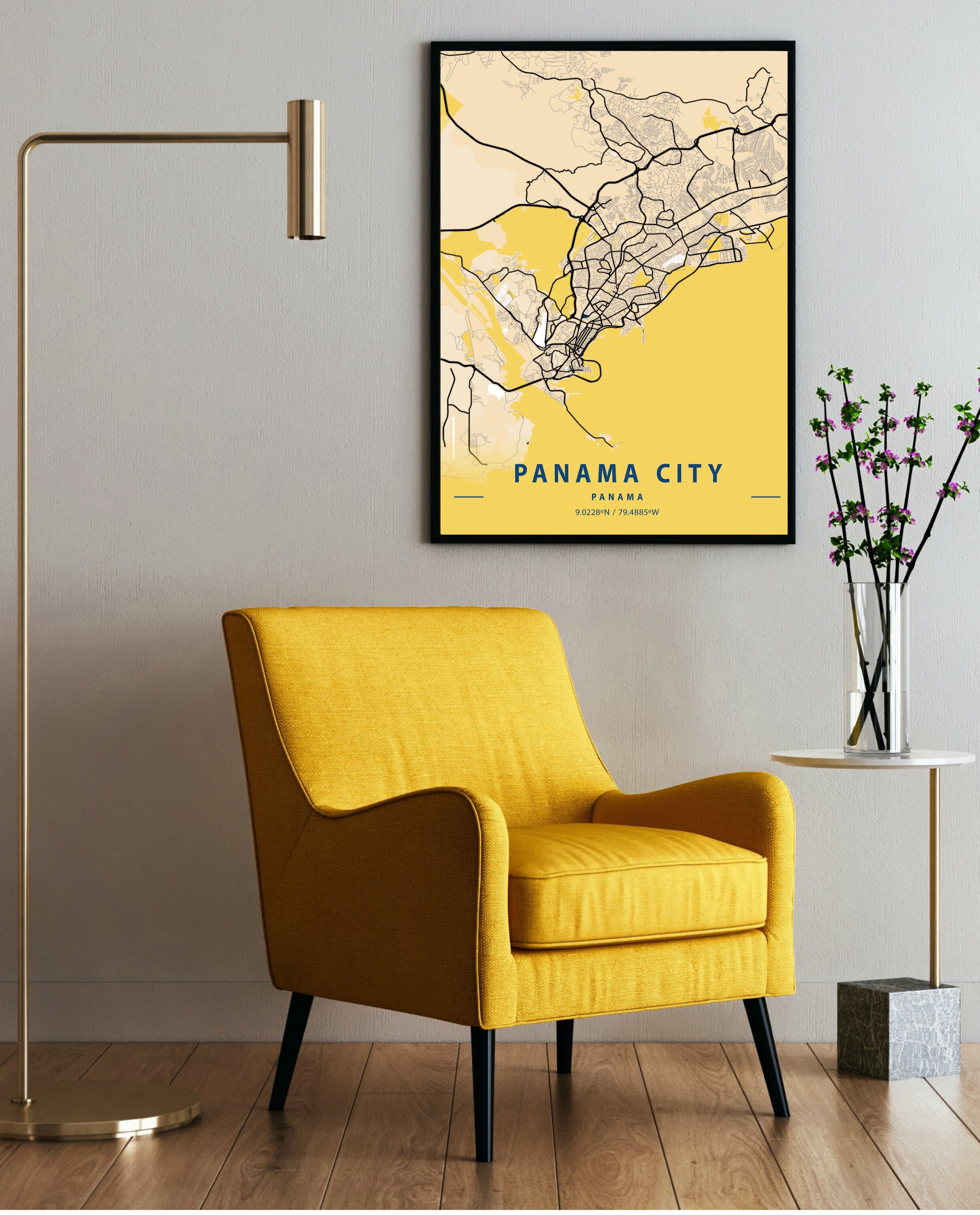 Panama City Map, Panama Map Wall Art, Panama City Art, Panama Map ...