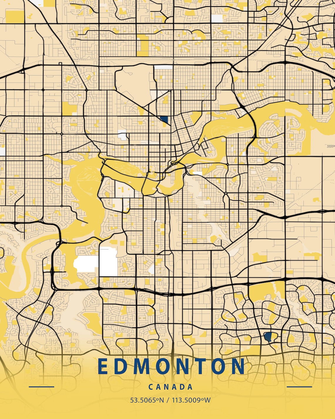 Edmonton Map Poster Alberta Wall Map Art Edmonton Digital - Etsy