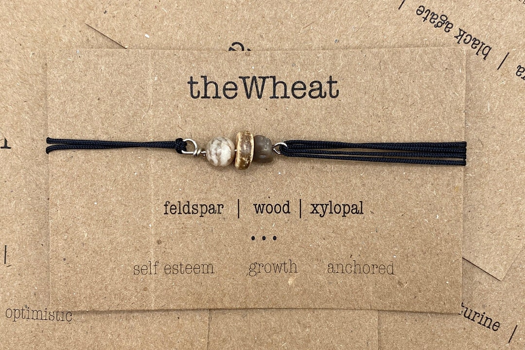 Feldspar Xylopal and Wood Crystal Bracelet the Wheat Gemstone Bracelet ...