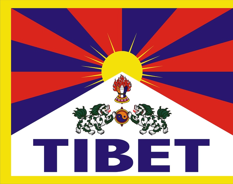 Tibet Flag With Text Digital Download – Printable PNG for T-shirts, Stickers, Posters, High ...