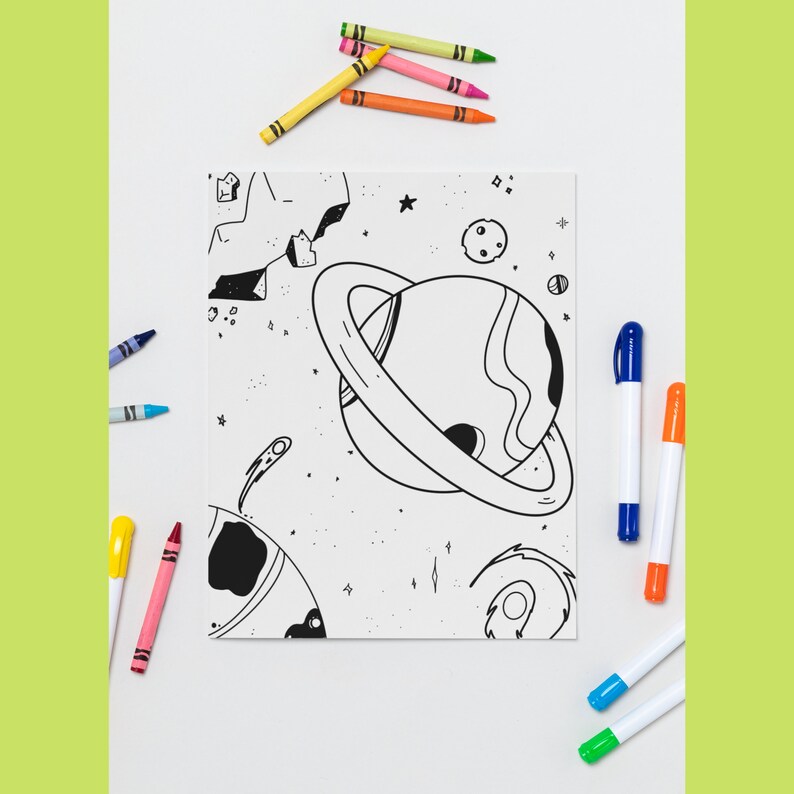 Alien/outer Space Kid's Coloring Page Bundle Instant - Etsy