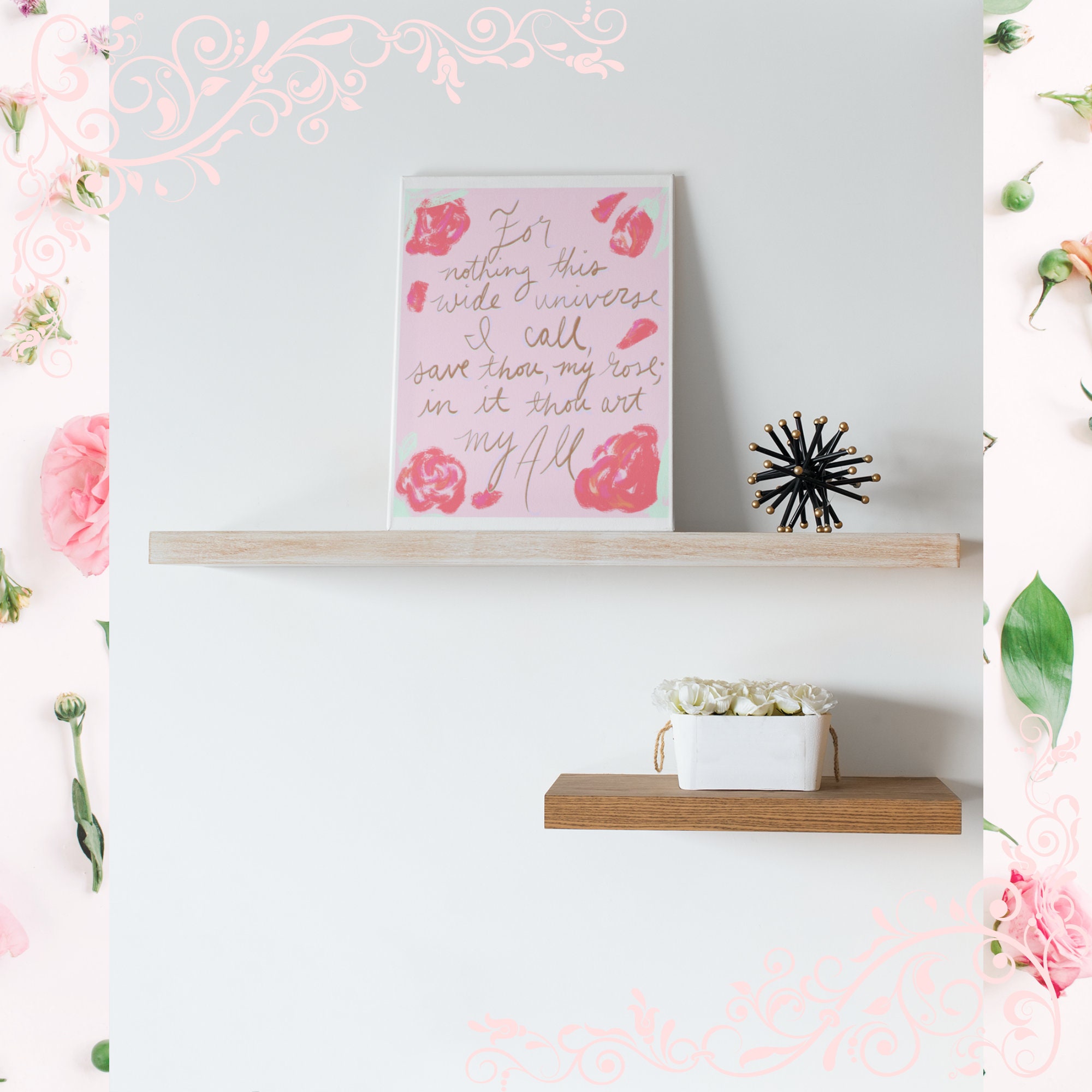 Shakespeare Sonnet 109 Couplet Quote on an Abstract Rose Design Instant ...