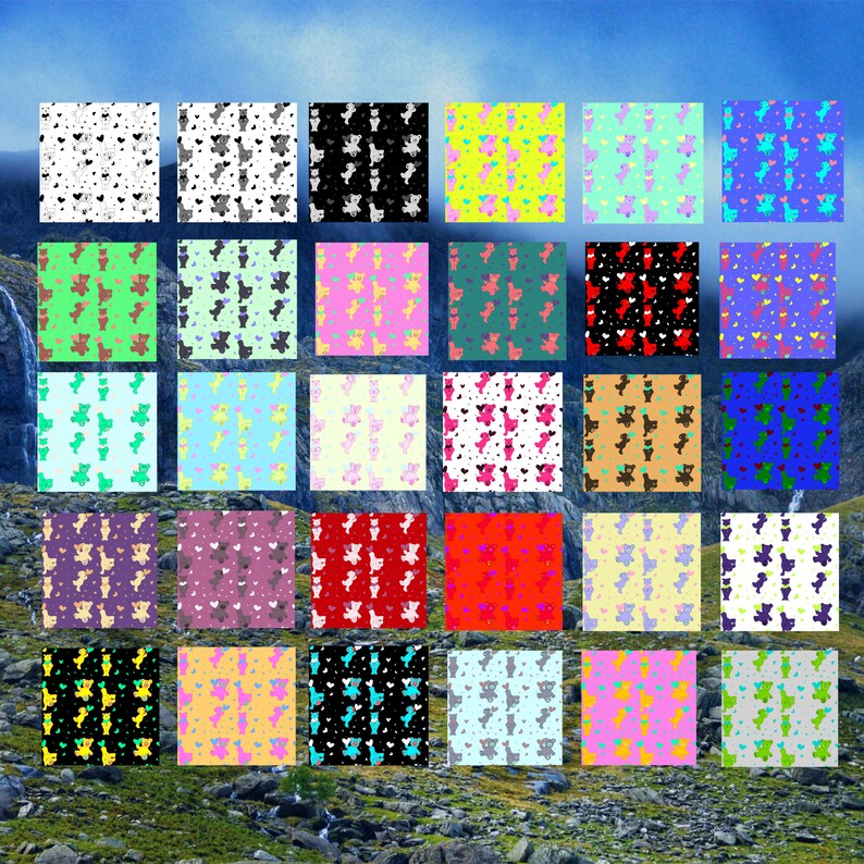 Valentine Bears Seamless Digital Paper Bundle 30 Designs in | Etsy