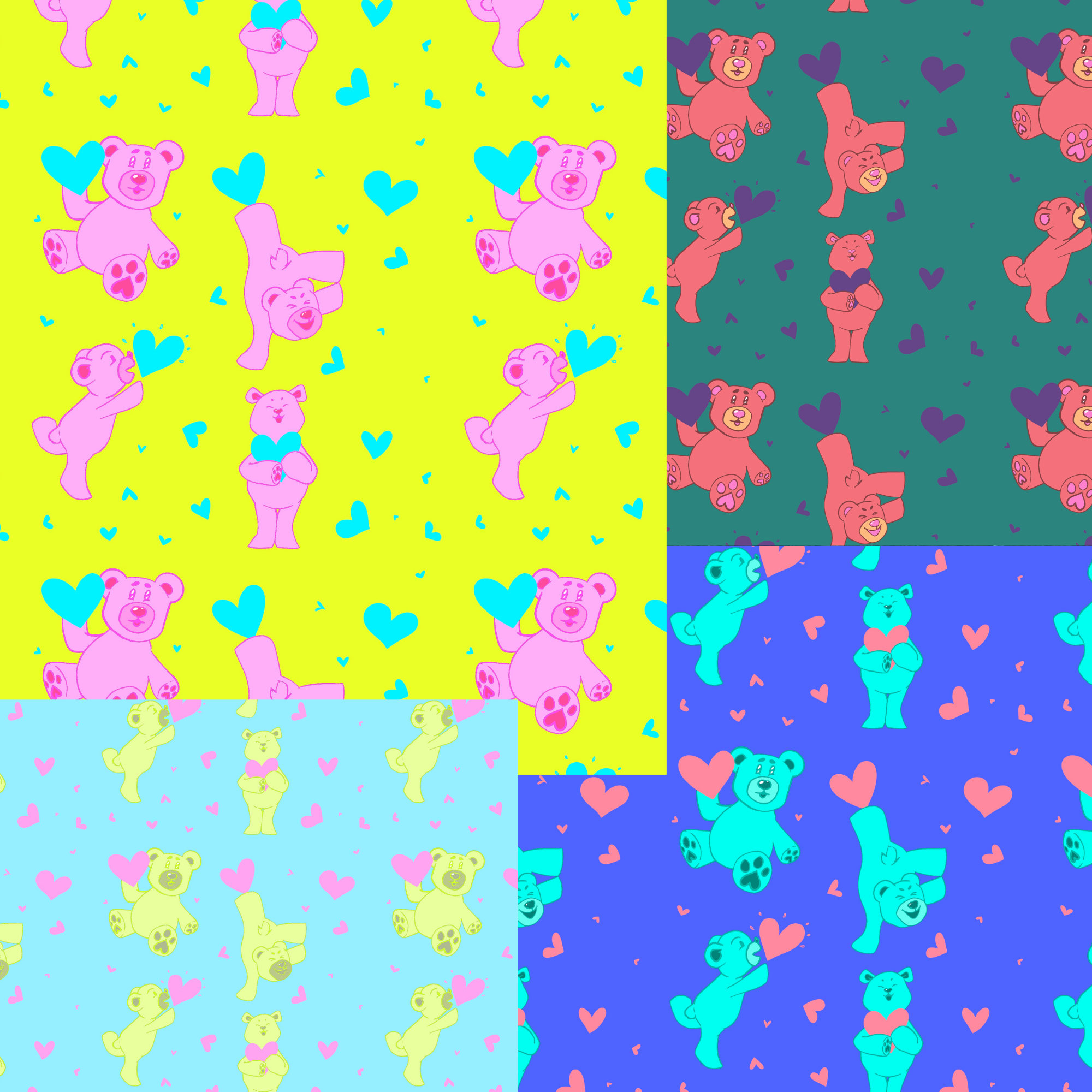 Valentine Bears Seamless Digital Paper Bundle, 30 Designs in JPEG ...