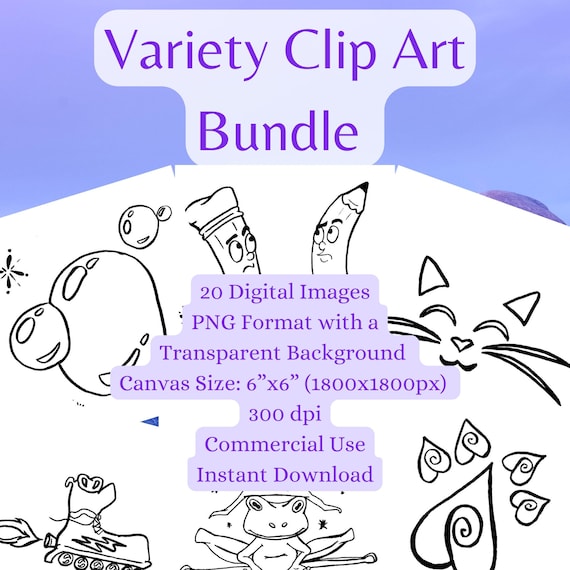 Variety Digital Clip Art Bundle 20 PNG Format Images With | Etsy
