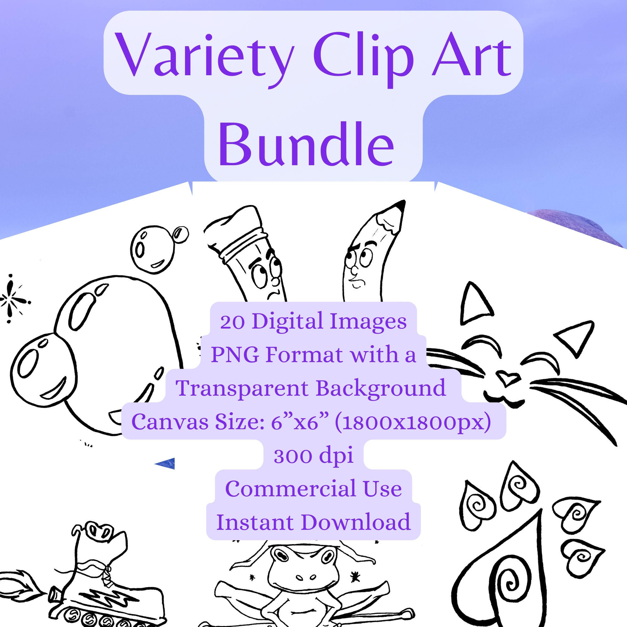 Variety Digital Clip Art Bundle 20 PNG Format Images With - Etsy