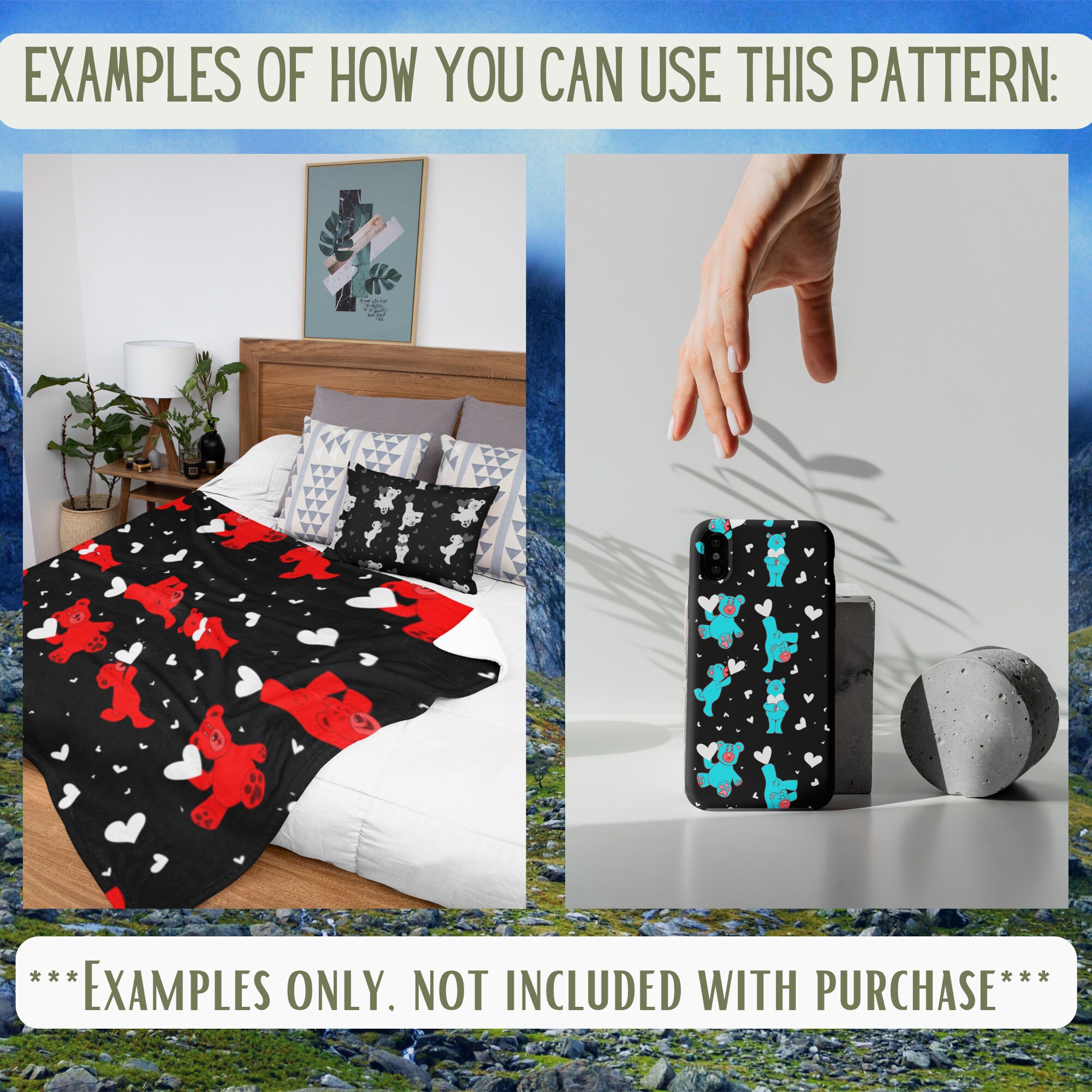 Valentine Bears Seamless Digital Paper Bundle, 30 Designs in JPEG ...