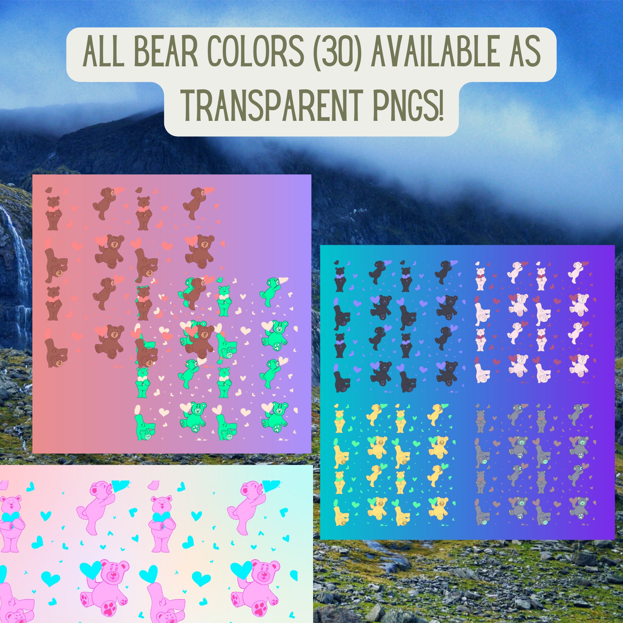 Valentine Bears Seamless Digital Paper Bundle 30 Designs in | Etsy