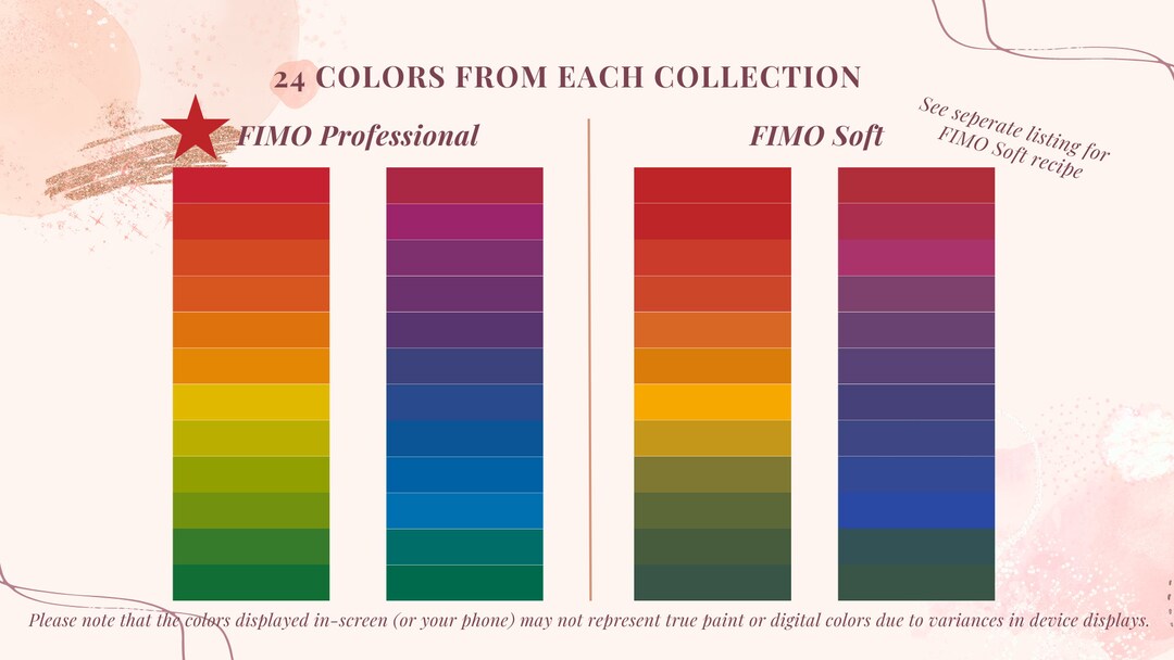 24 Colors FIMO Professional Recipe for FIMO Professional Color Mixing ...