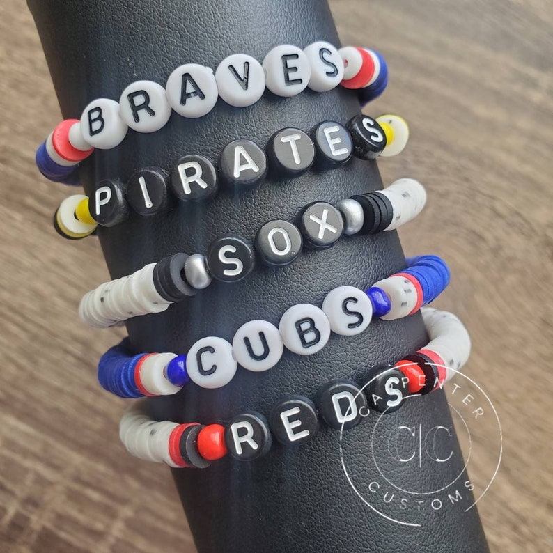 Chicago Cubs Personalized Name Bracelets Custom Word Bracelet Heishi ...