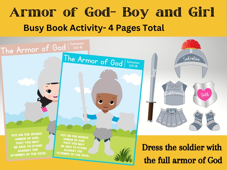 Armor of God Printable Busy Book Quiet Book Toddler Preschool Activity ...