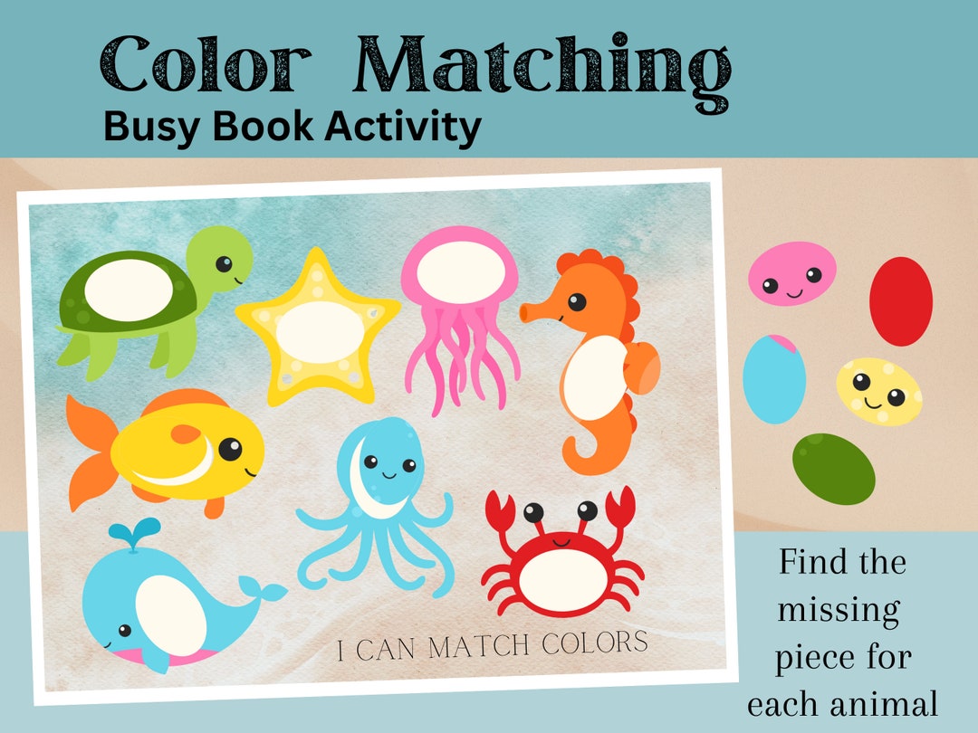 Color Matching Toddler Busy Book Ocean Activity Page - Etsy