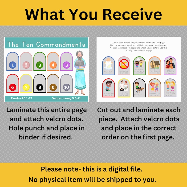 10 Commandments Busy Book Page | Moses Bible Activity | Christian ...