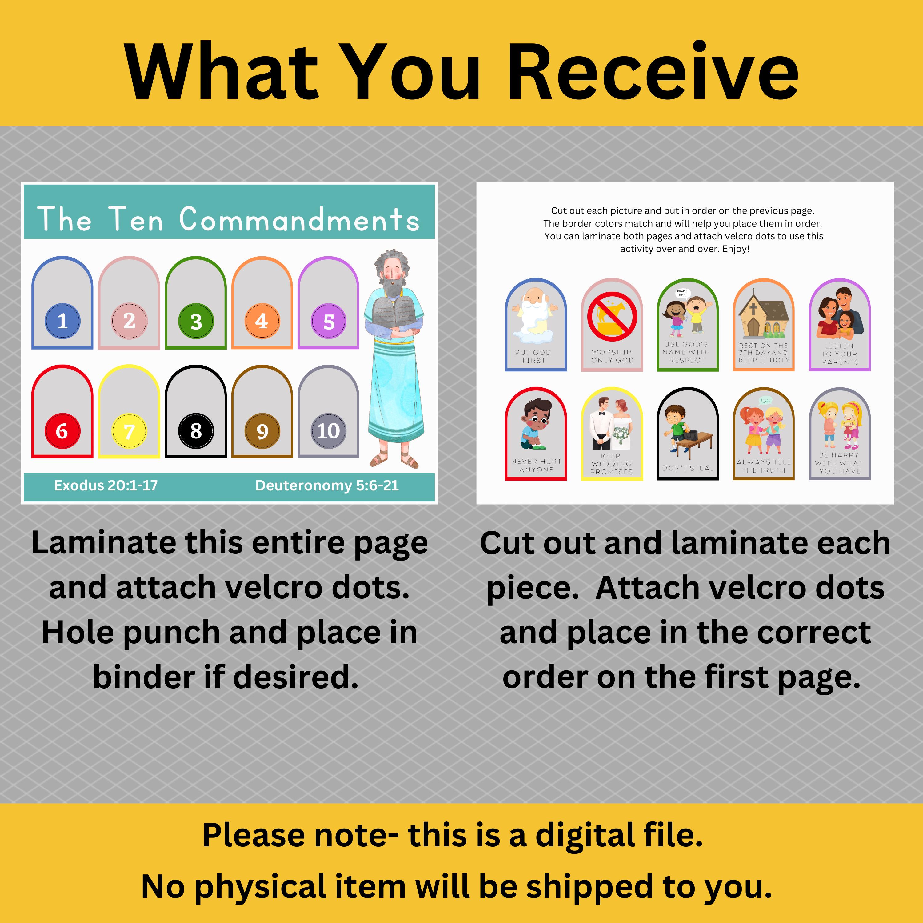 10 Commandments Busy Book Page | Moses Bible Activity | Christian ...