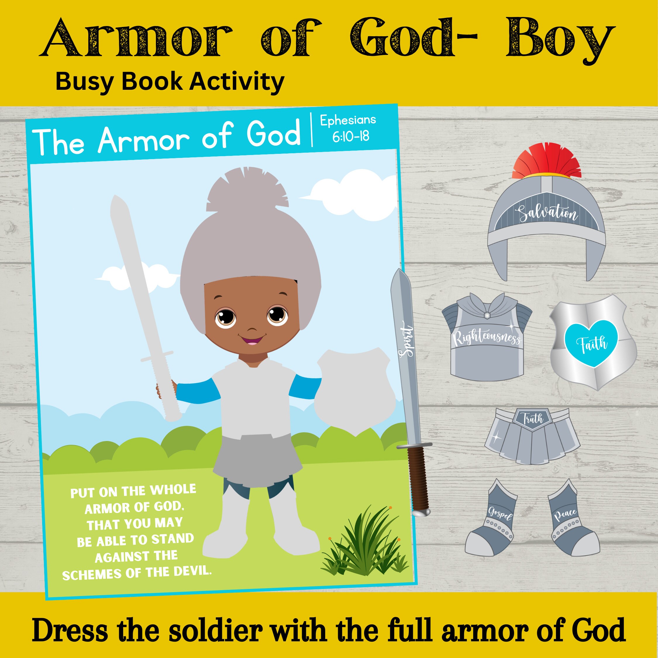 Armor of God | Printable | Busy Book | Quiet Book | Toddler Preschool ...