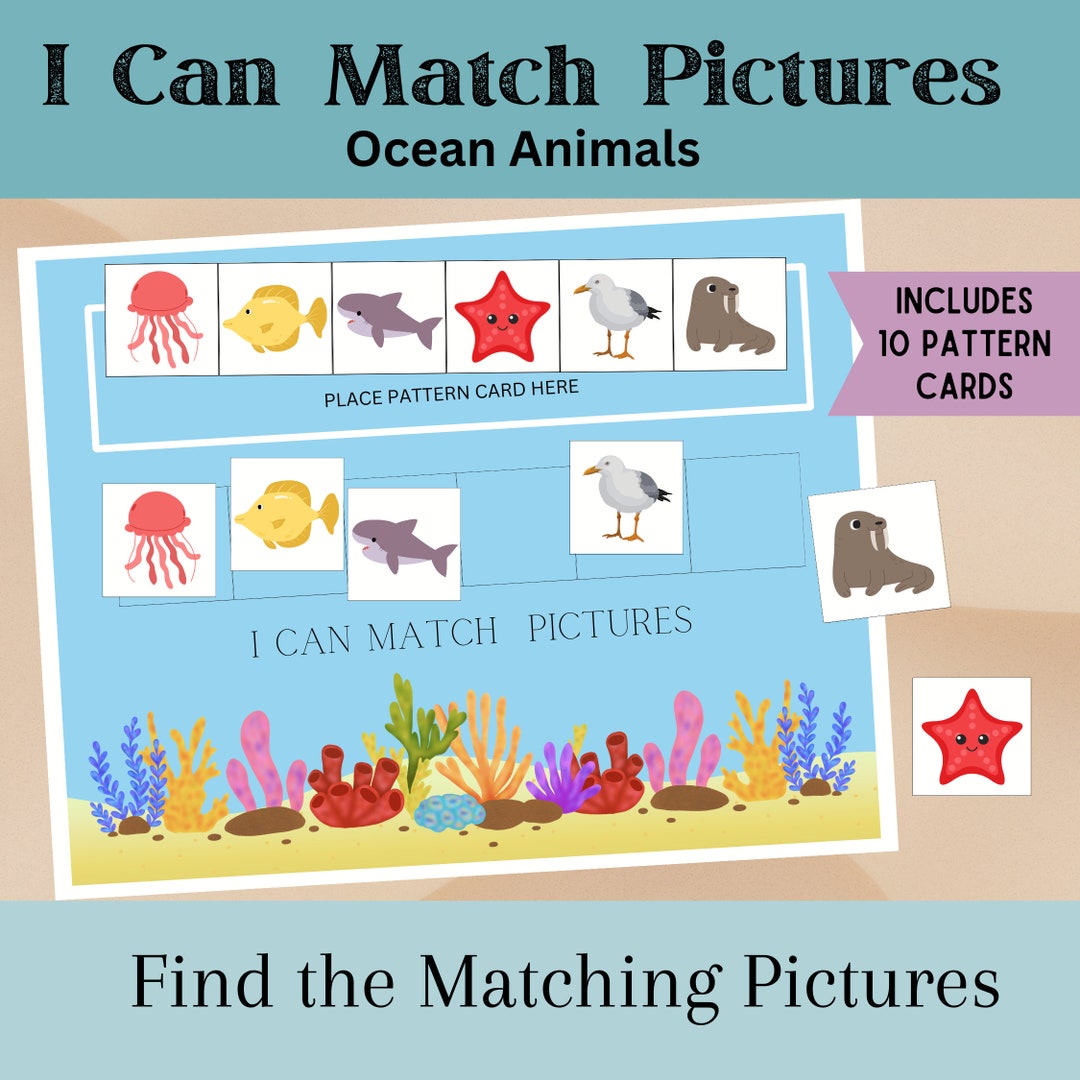 Picture Matching | Ocean Animals | Toddler Preschool Busy Book | Quiet ...