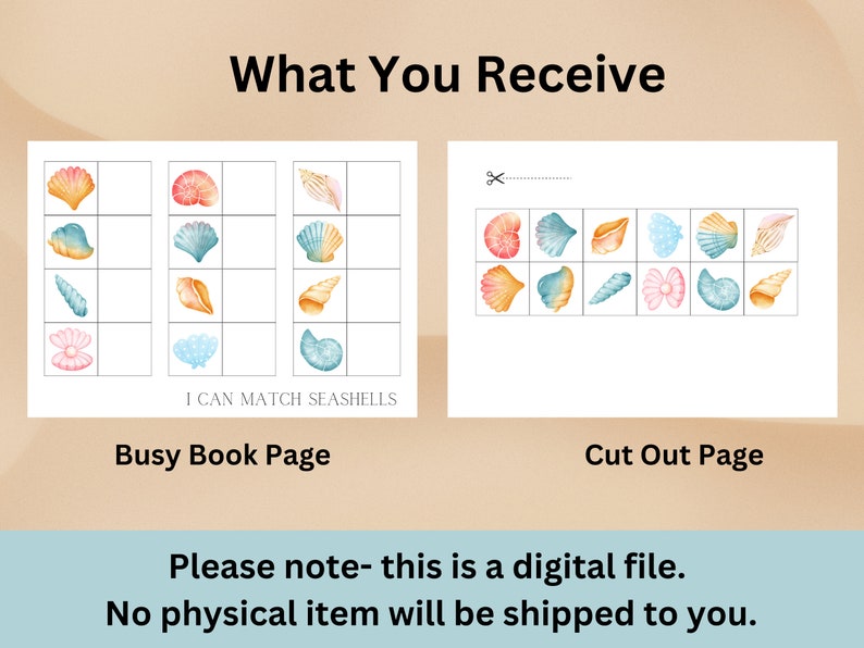 Toddler Busy Book | Ocean Activity Page | Seashell Matching | Quiet ...