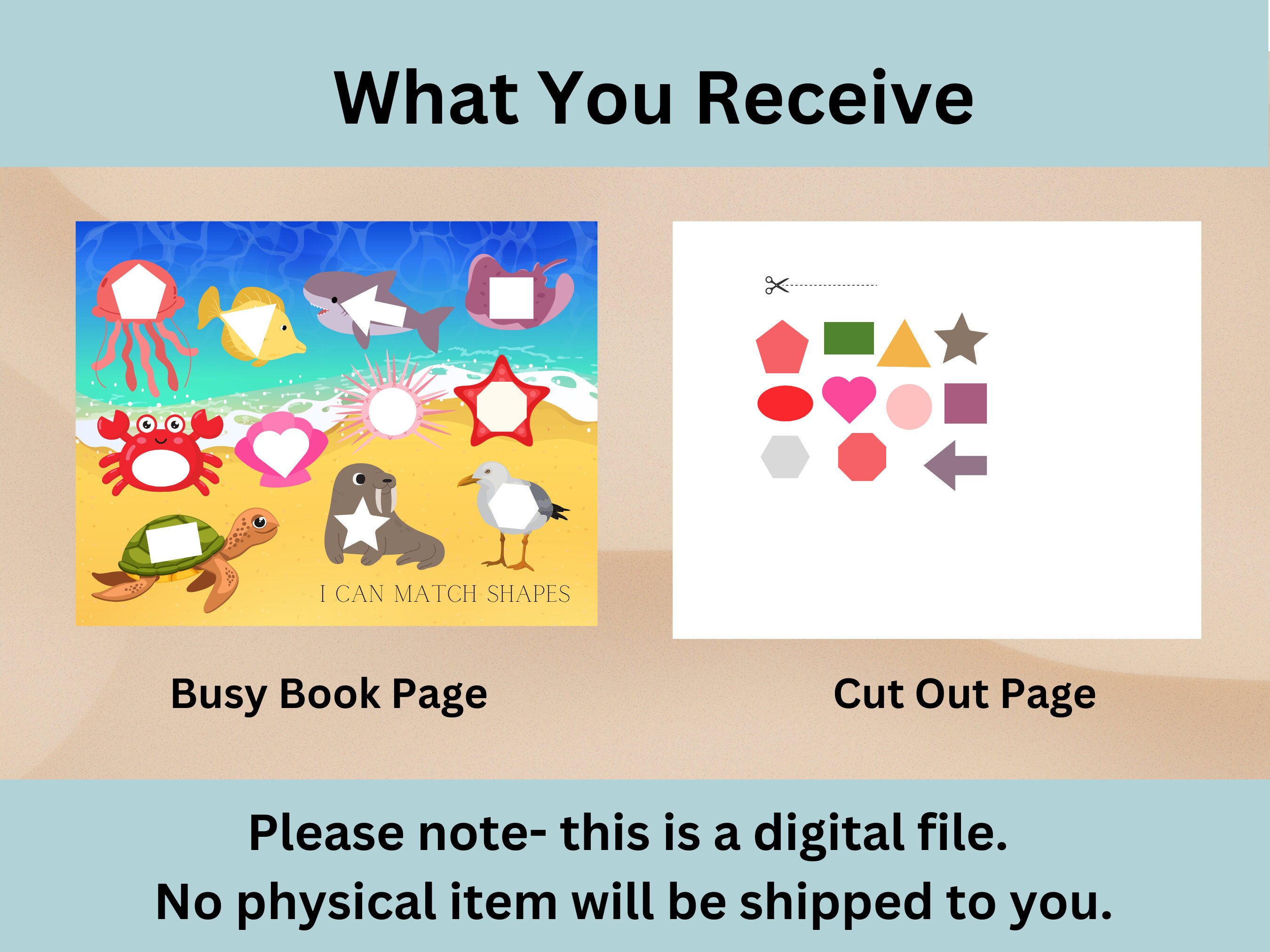 Toddler Busy Book | Ocean Activity Page | Shape Matching | Quiet Book ...