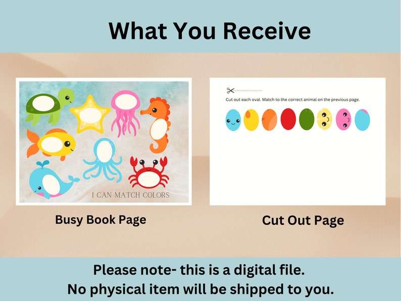 Color Matching | Toddler Busy Book | Ocean Activity Page | Quiet Book ...