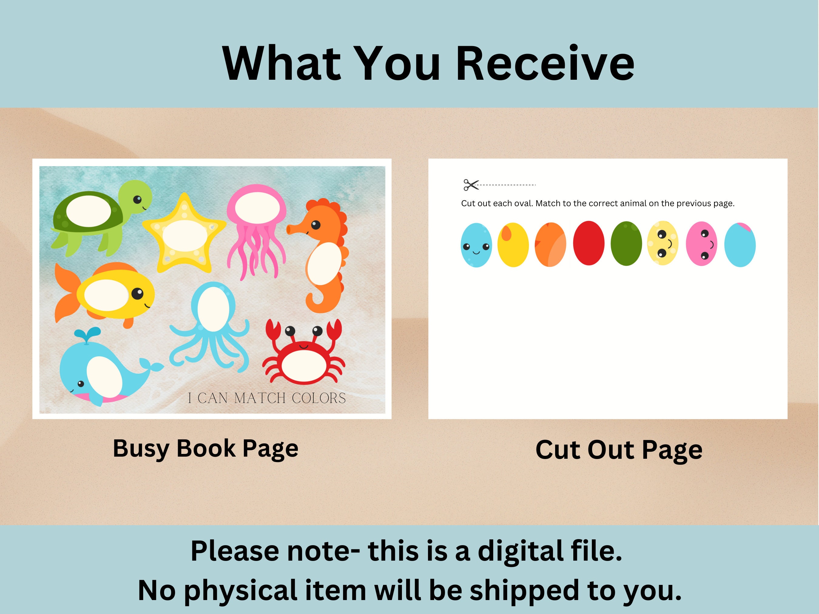 Color Matching | Toddler Busy Book | Ocean Activity Page | Quiet Book ...