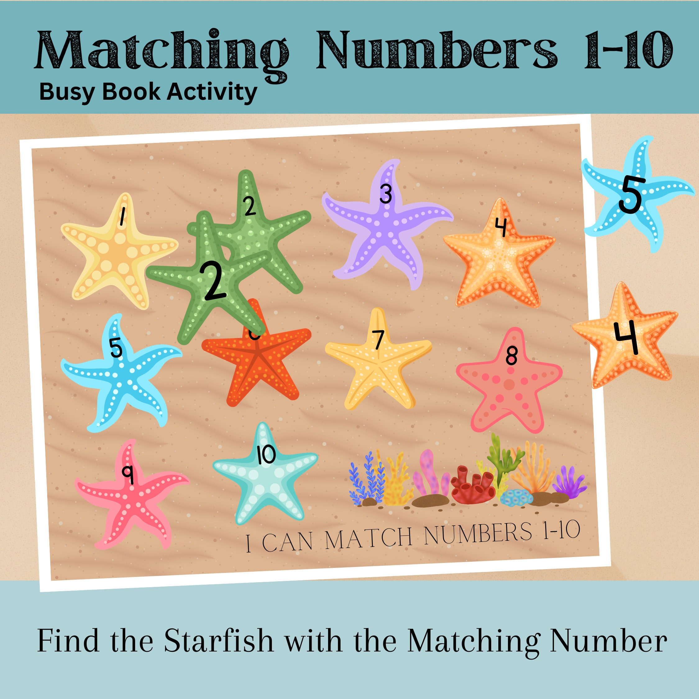 Toddler Busy Book | Ocean Activity Page | Numbers 1-10 | Quiet Book ...