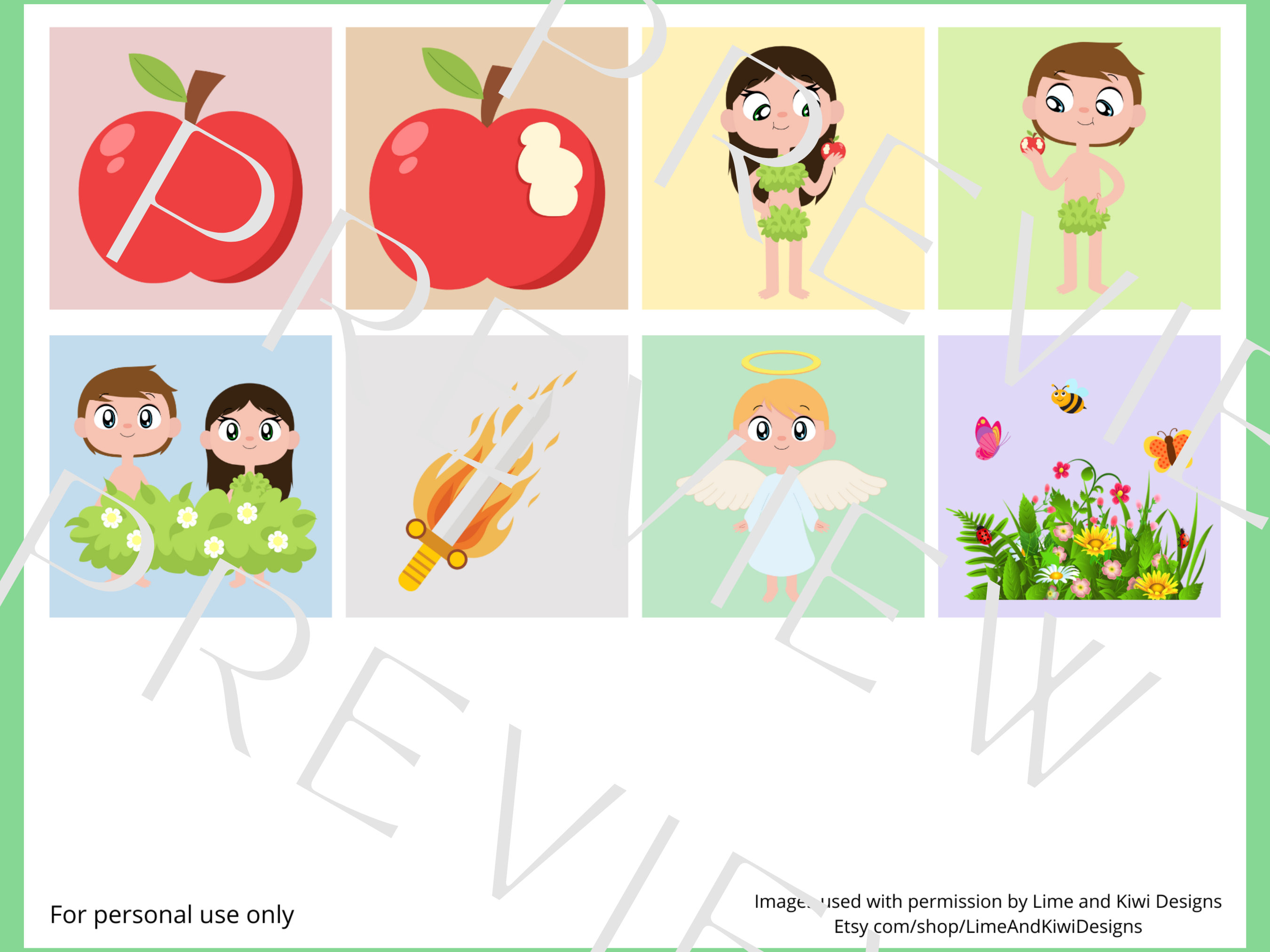 Memory Match | Adam and Eve | Bible Game | Sunday School Activity ...