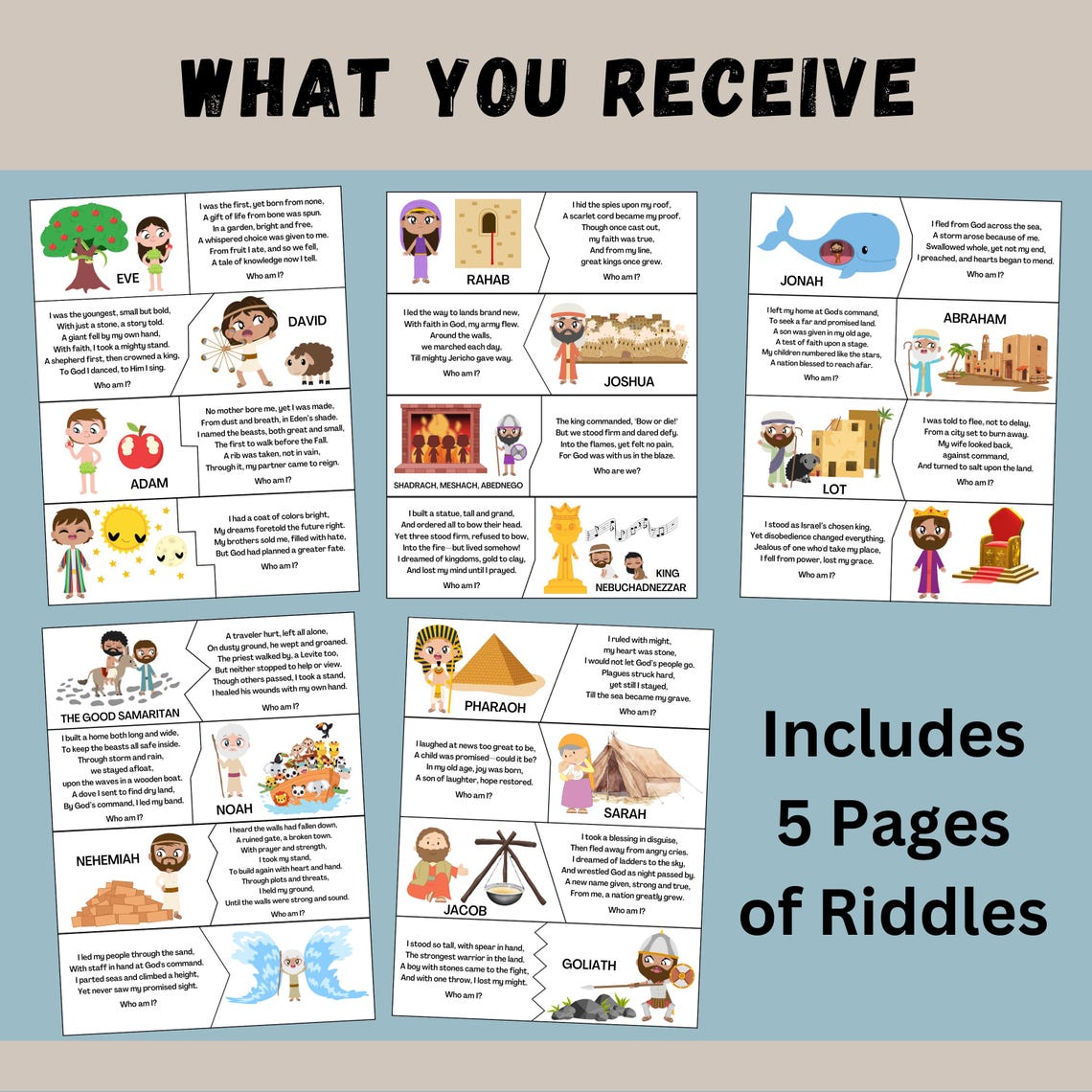 Bible Riddles | Biblical Characters Puzzle | Who Am I Game | Christian ...