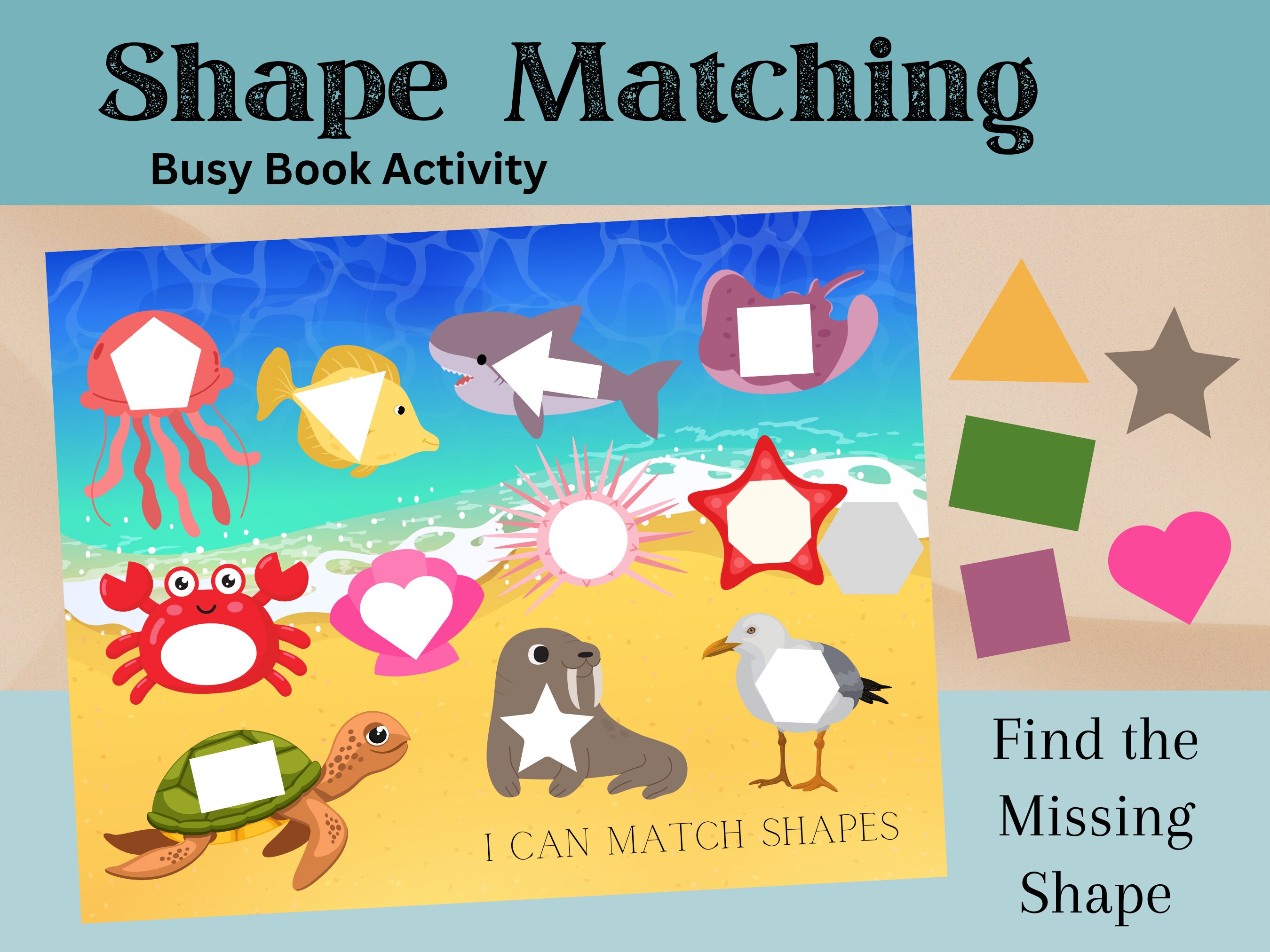 Toddler Busy Book Ocean Activity Page Shape Matching - Etsy