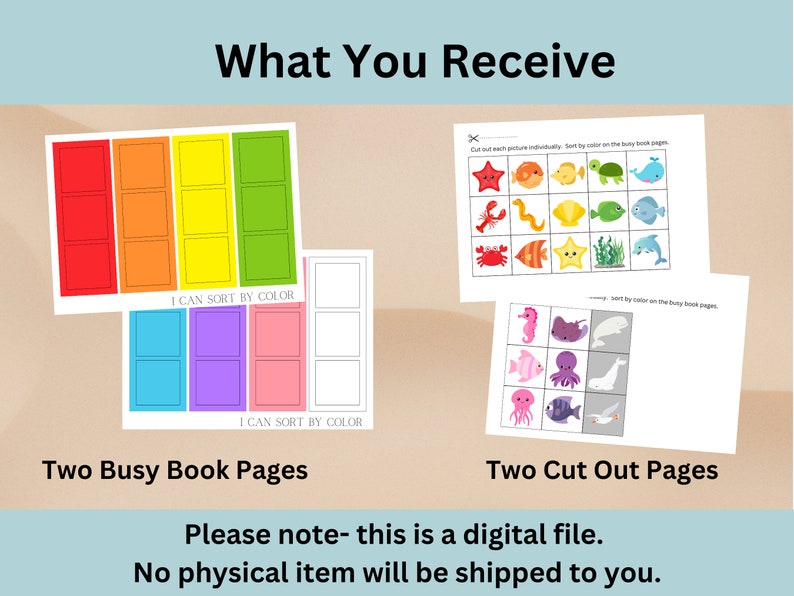 Color Matching | Toddler Busy Book | Ocean Activity Page | Quiet Book ...