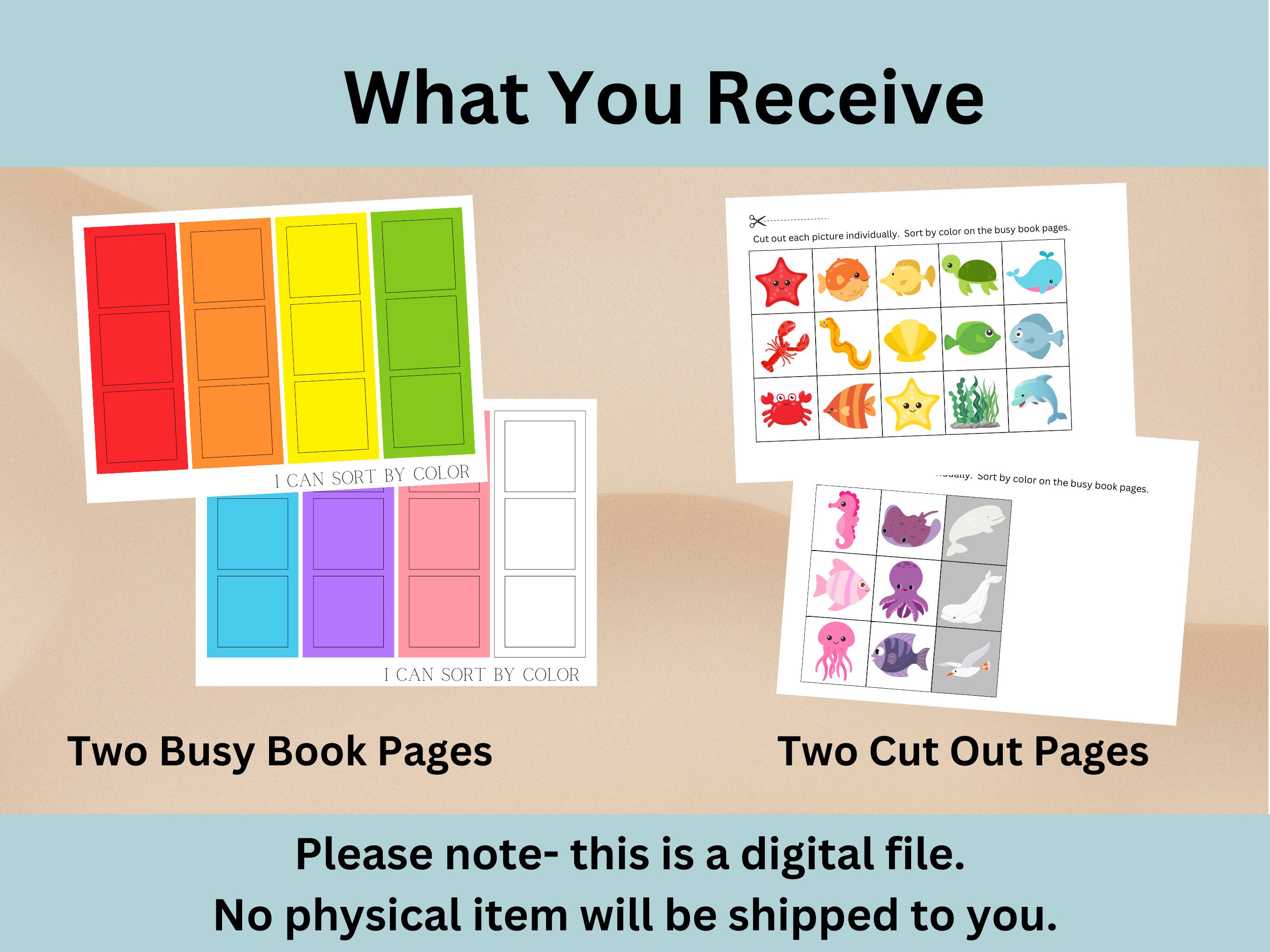 Color Matching | Toddler Busy Book | Ocean Activity Page | Quiet Book ...