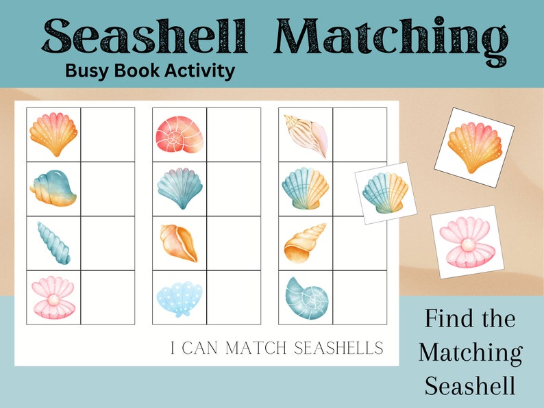 Toddler Busy Book Ocean Activity Page Seashell Matching - Etsy