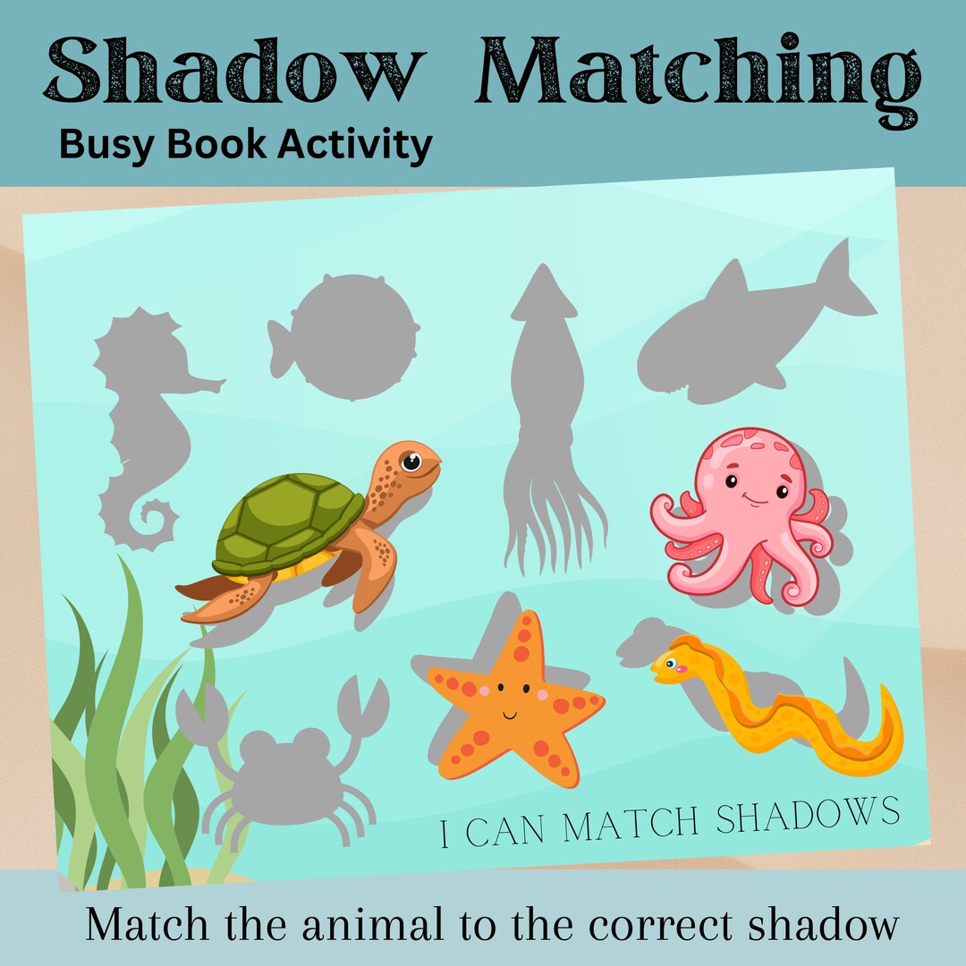Shadow Matching | Toddler Busy Book | Ocean Activity Page | Quiet Book ...