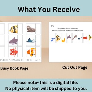 Ocean Animal Tail Matching | Toddler Preschool Busy Book | Printable ...