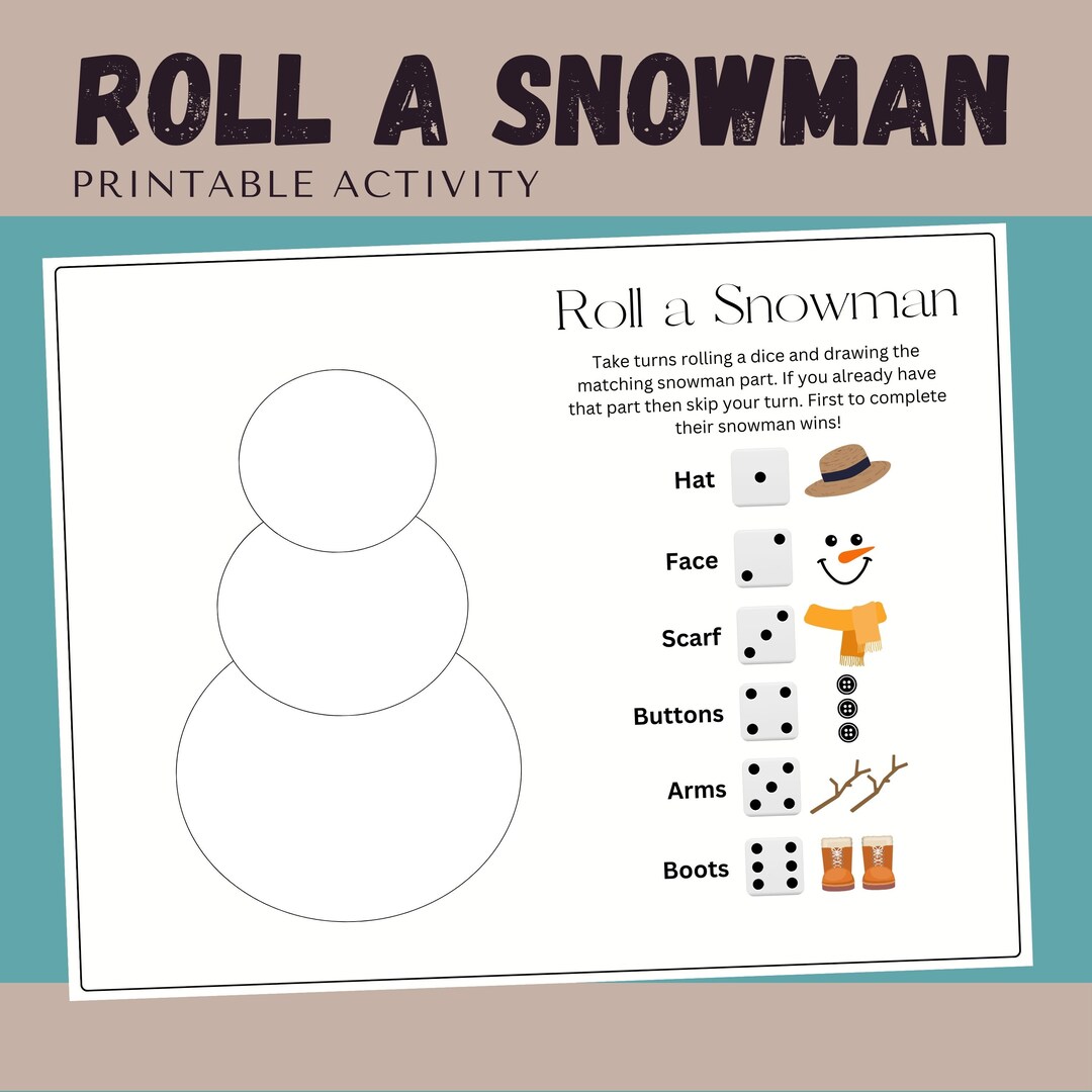 Roll a Snowman Game | Dice Game | Preschool Centers | Math Centers ...