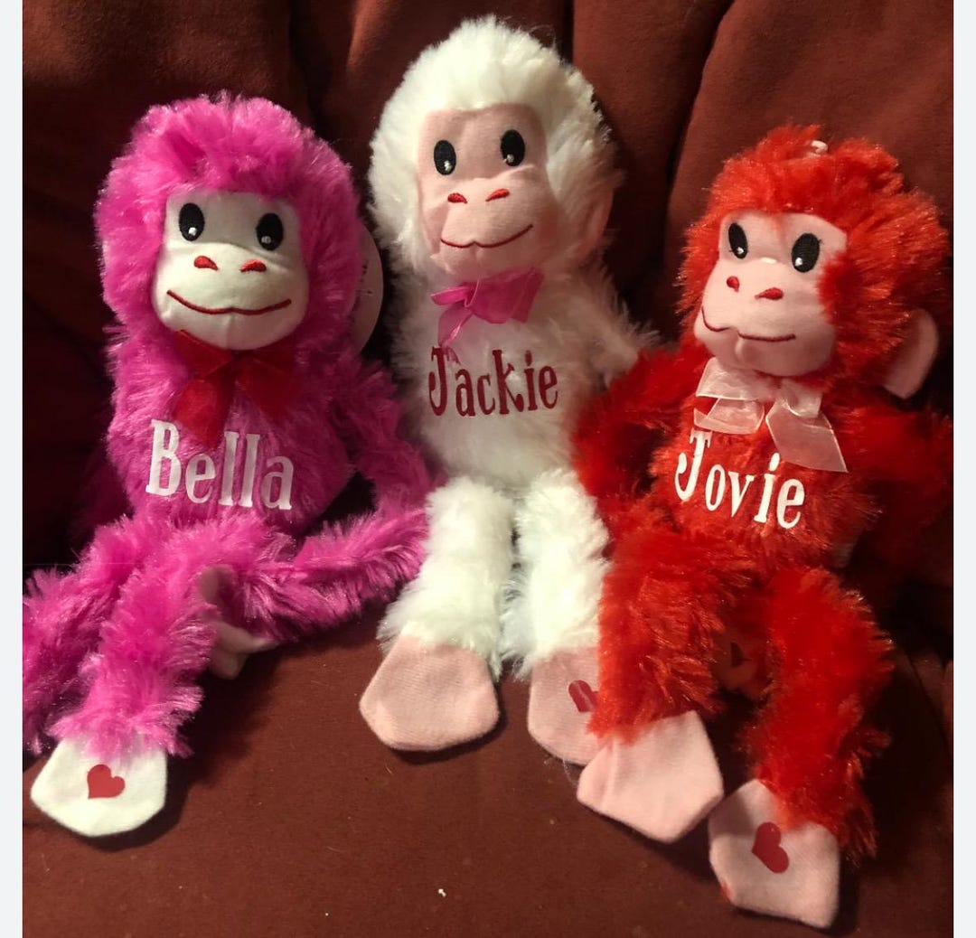 Personalized Valentine Monkey Stuffies - Etsy Canada